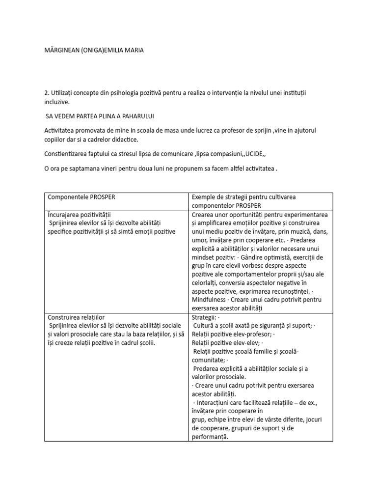 Mărginean (Oniga) Emilia Maria Psiho. Pozitiva | PDF