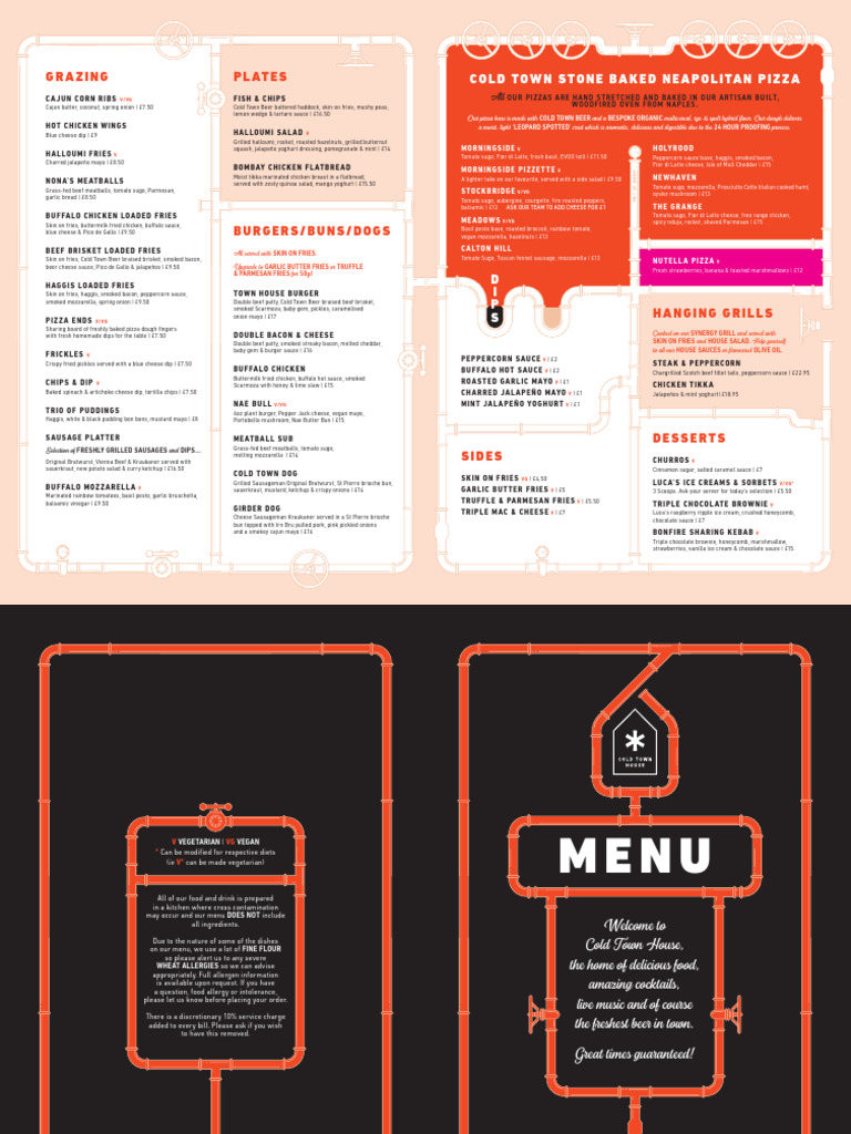 Cold Town House Menu Overview | PDF | Hamburgers | Sauce