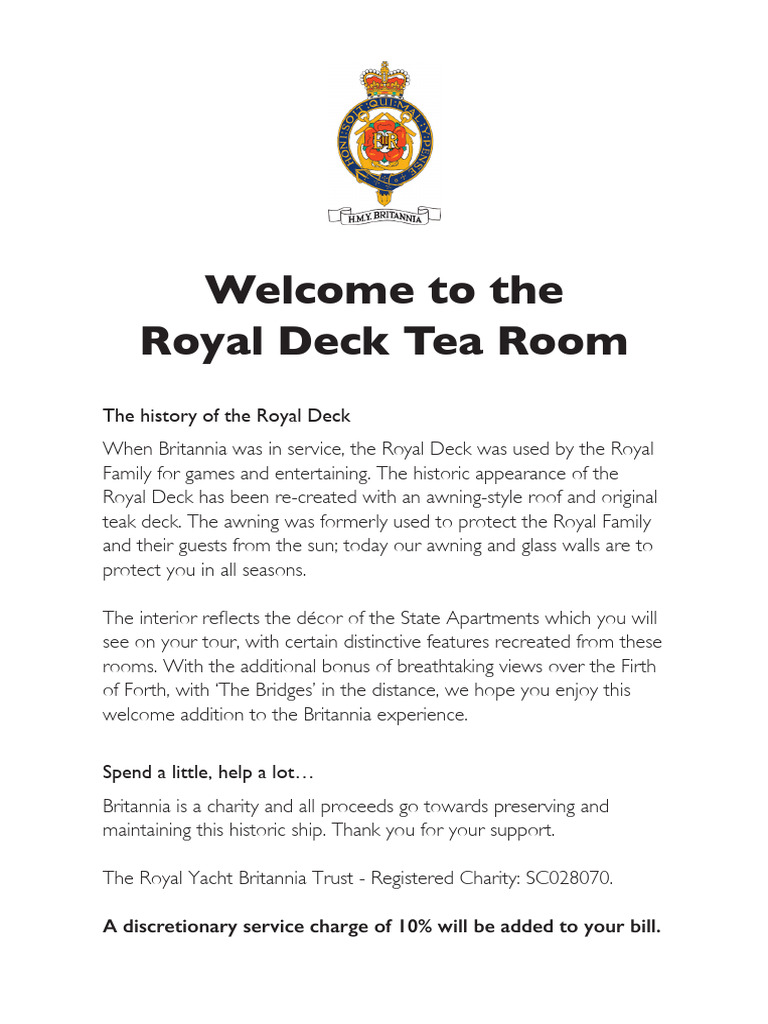 The Royal Deck Tea Room Menu | PDF | Coffee | Champagne