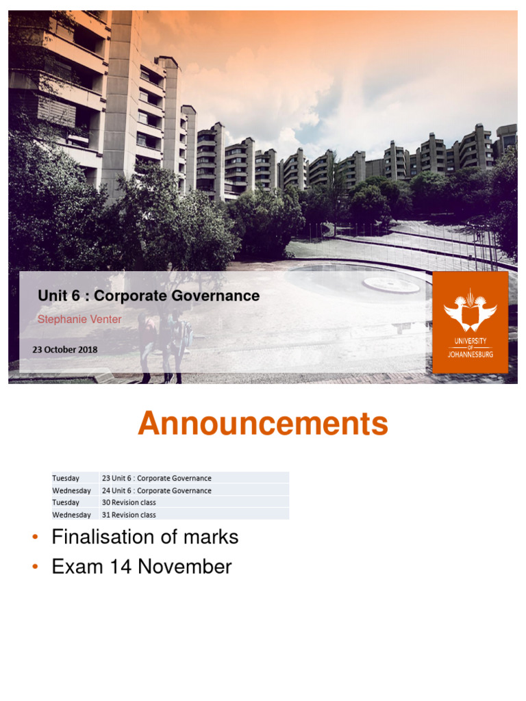 Corporate Governance Slides 2018 - Lecture 1 | PDF