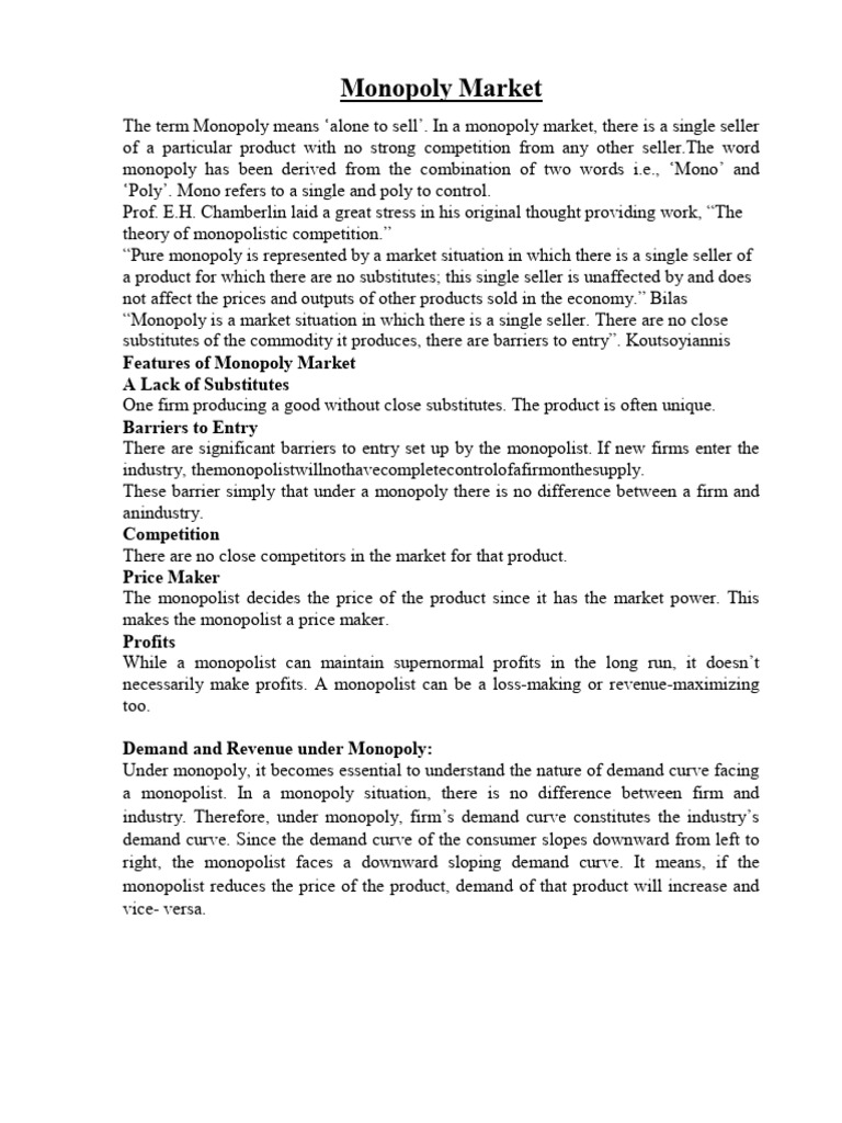 Monopoly Market | PDF | Monopoly | Profit (Economics)