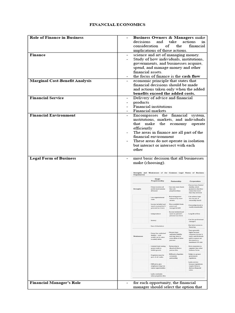FINANCIAL ECONOMICS | PDF