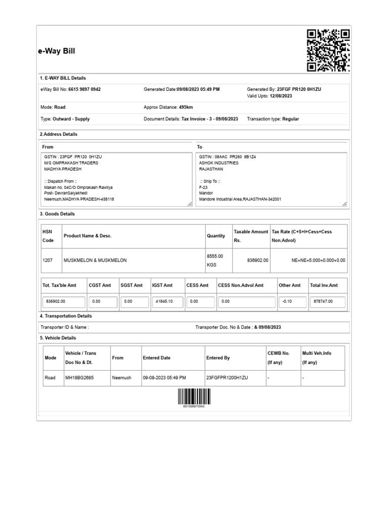 E-Way Bill System | PDF | Public Finance | Sales