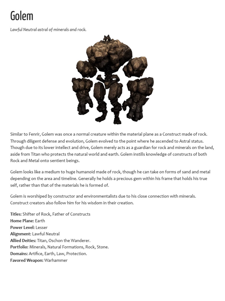 Golem – Final Fantasy d20 | PDF