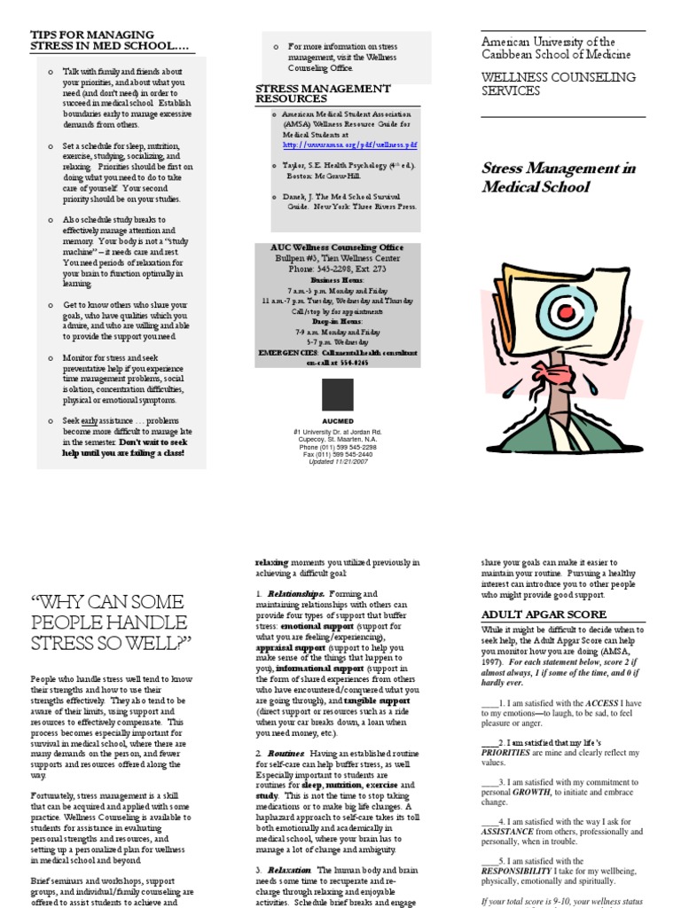 Stress Management Brochure | PDF | Relaxation (Psychology) | Medical School