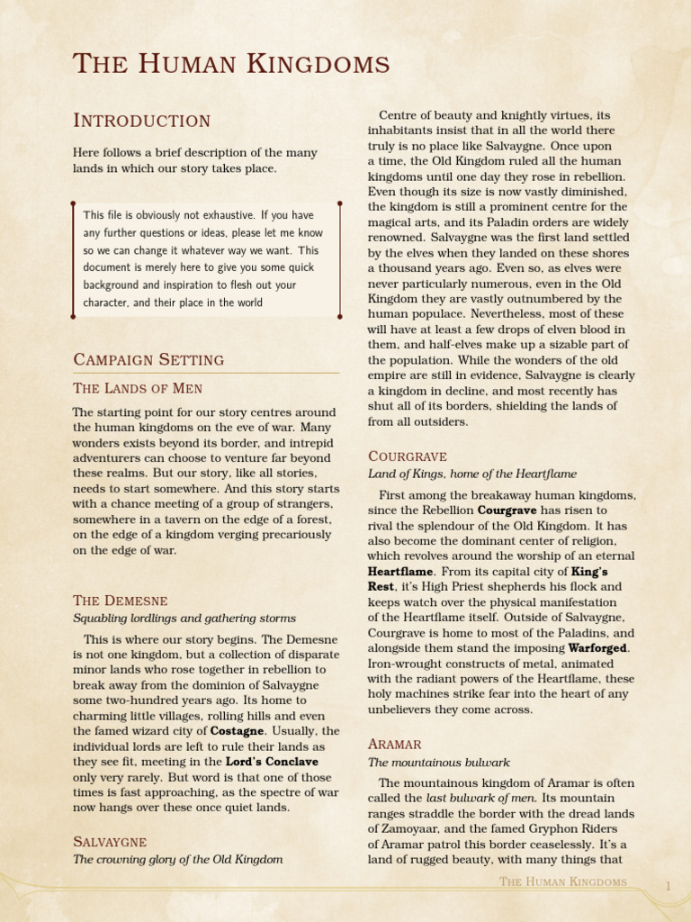 Overview of the Human Kingdoms | PDF | Travel | History