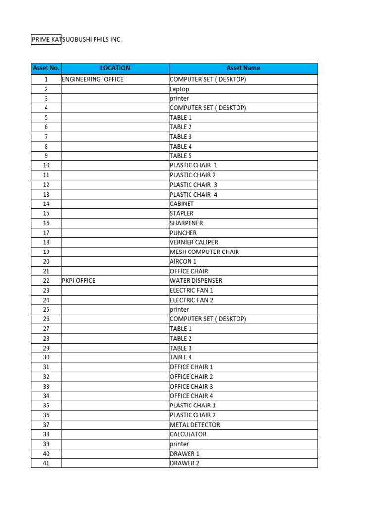 PKPI MInor Assets RECORD | PDF