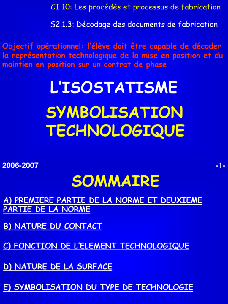 L'Isostatisme: Symbolisation Technologique | PDF