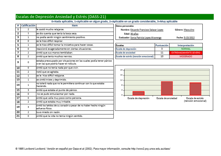 Calificación DASS-21 | PDF