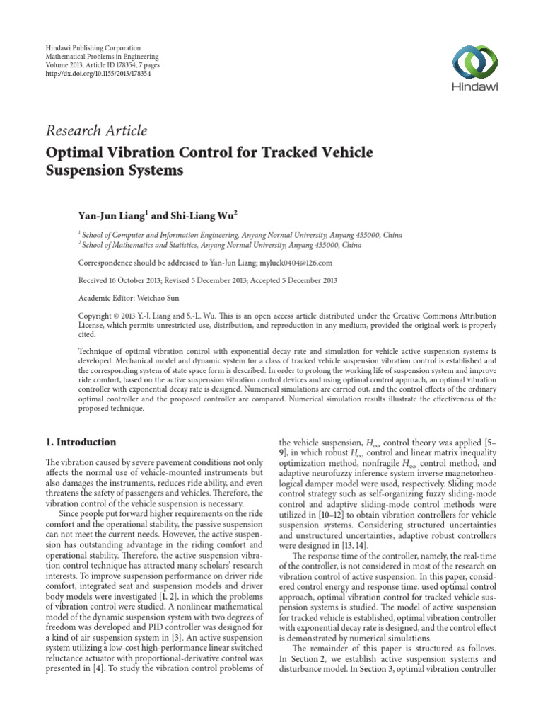 ..Optimal Vibration Control For Tracked Vehicle Suspension Systems ...