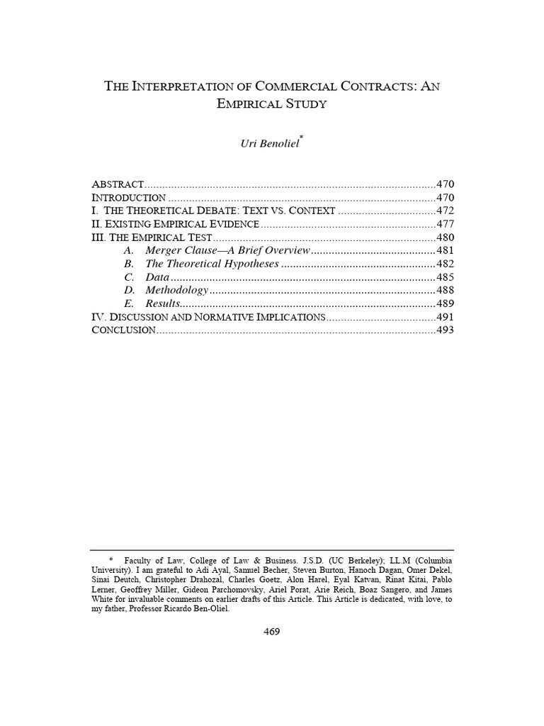 The Interpretation of Commercial Contracts An Empricial Study | PDF