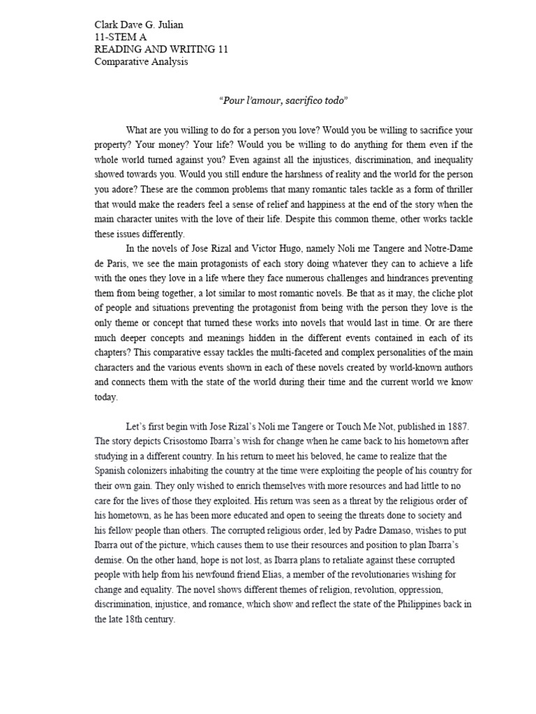 Comparative Analysis Essay (Noli Me Tangere & Hunchback of Notre Dame ...