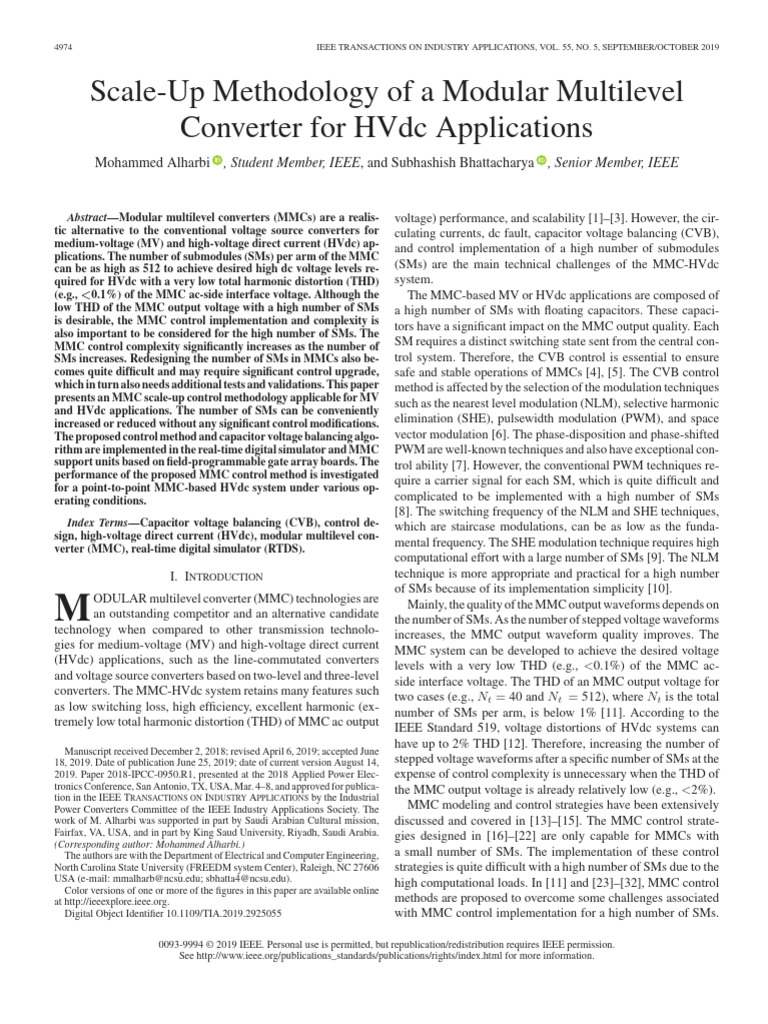 Scale-Up Methodology of A Modular Multilevel Converter For HVDC Applications | PDF | High ...