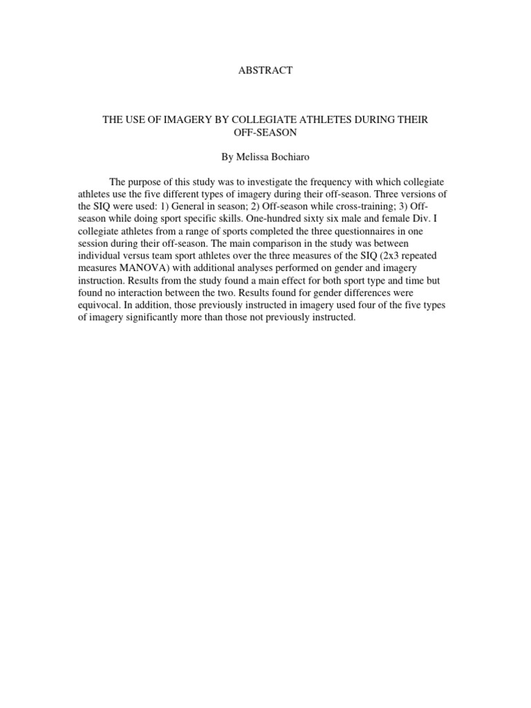 The Use of Imagery by Athletes | PDF