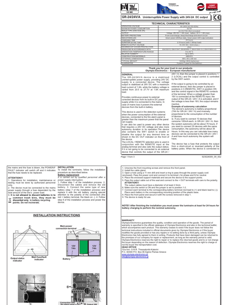 GR-24-24 V-A_EN | PDF | Power Supply | Fuse (Electrical)