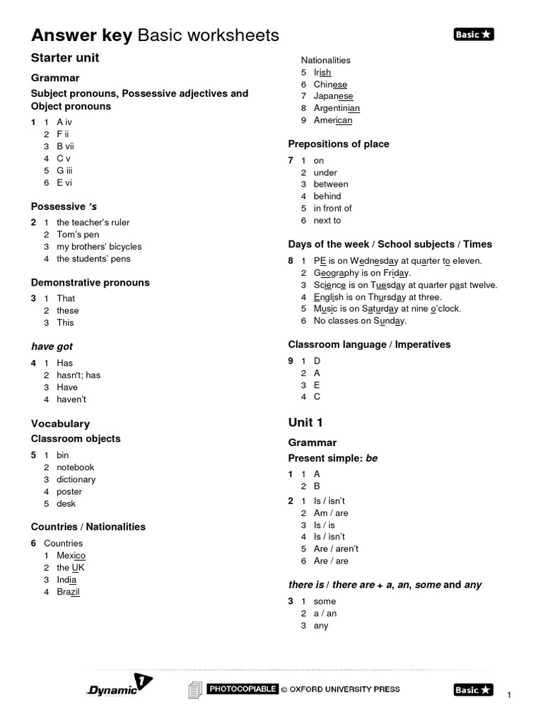 Dynamic TRD1 Basic GVRW Key | PDF | Adjective | Adverb
