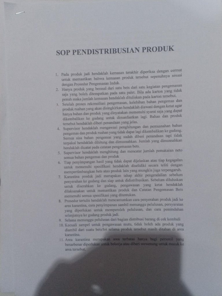 SOP Pendistribusian Produk KT | PDF