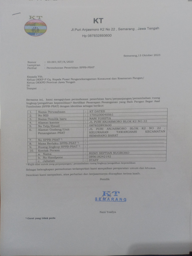 Surat Permohonan SPPB | PDF