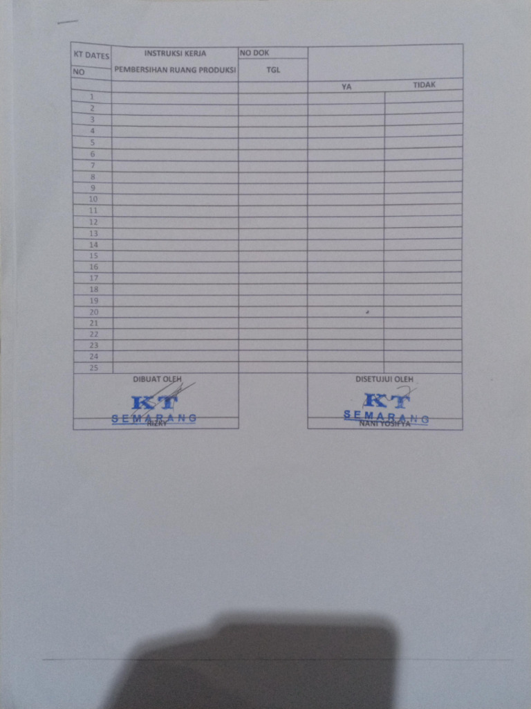 Form Kebersihan Gudang KT | PDF