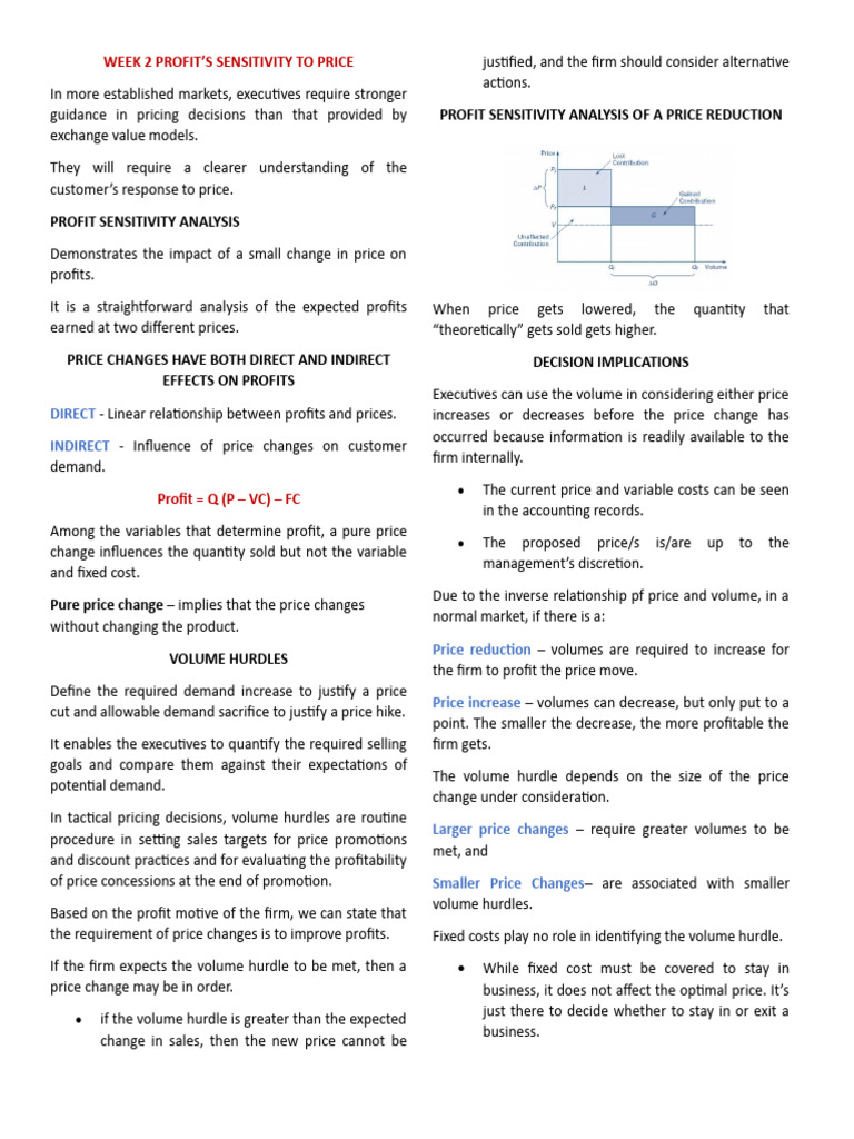 Profit Sensitivity and Pricing Strategies | PDF | Business