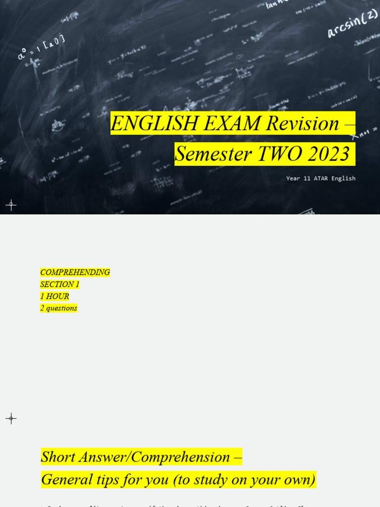 Year 11 ATAR English Exam Tips | PDF | Reading Comprehension