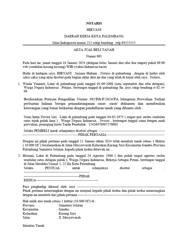 surat perwalian NOTARIS | PDF