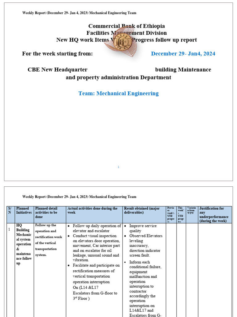 Weekly Report of December29-Jan4 - Mechanical Team | PDF
