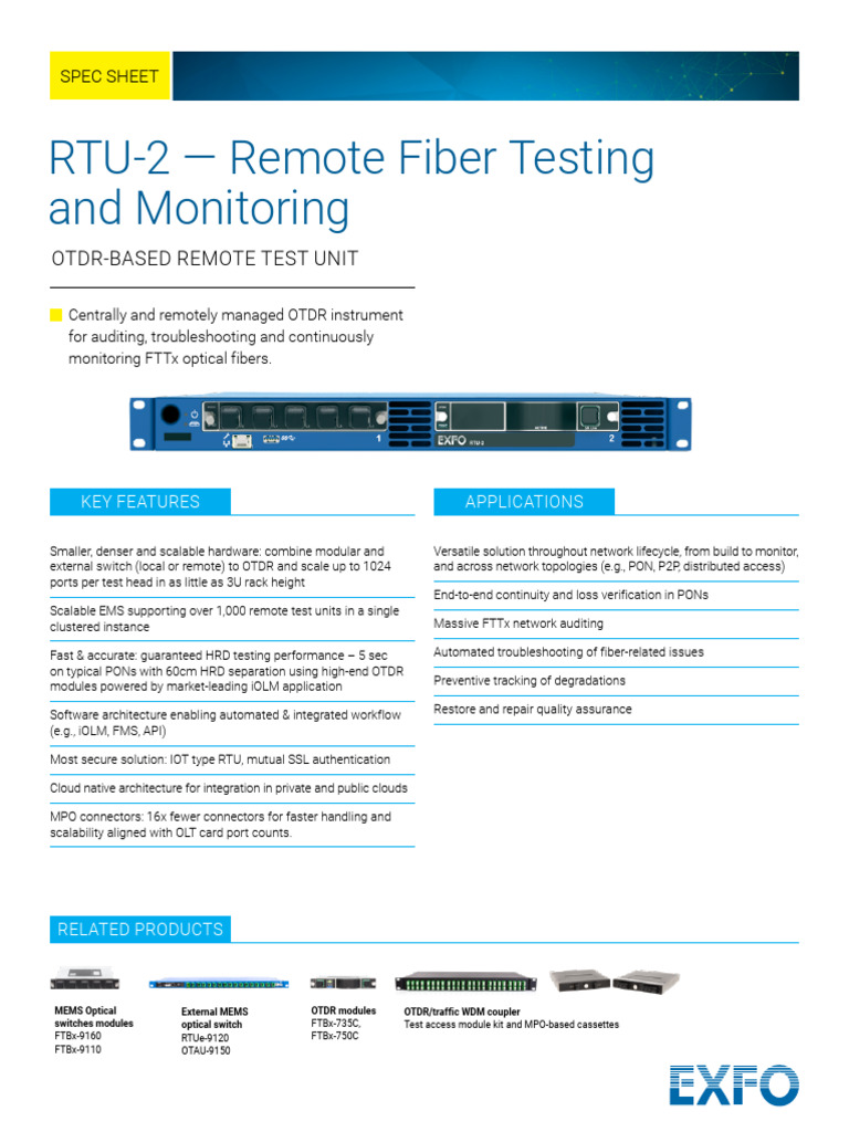 Exfo Spec-Sheet Nova-Fiber-Rtu-2 v2d en | PDF