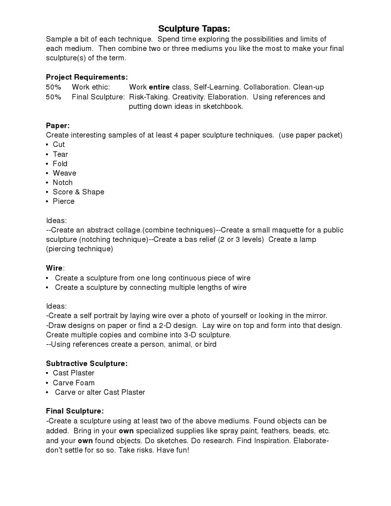 Sculpture Rubric | PDF | Sculpture | Art Media