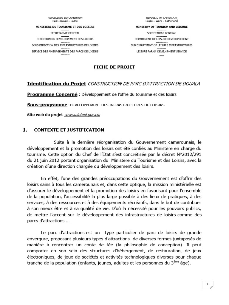 Parc d'Attraction de Douala: Projet 2023 | PDF | Affaires | Maison et ...