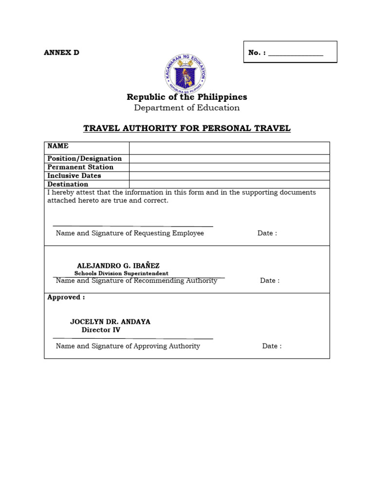 Annex D - Personal Travel | PDF