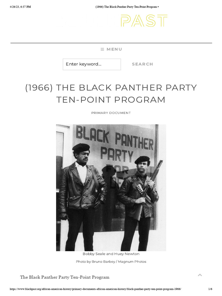 Black Panther Party Ten-Point Program | PDF
