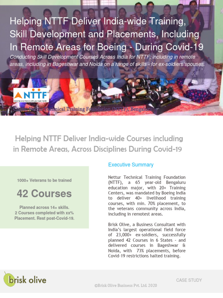 Training for NTTF at Bageshwar and Noida - Case Study byBrisk Olive | PDF