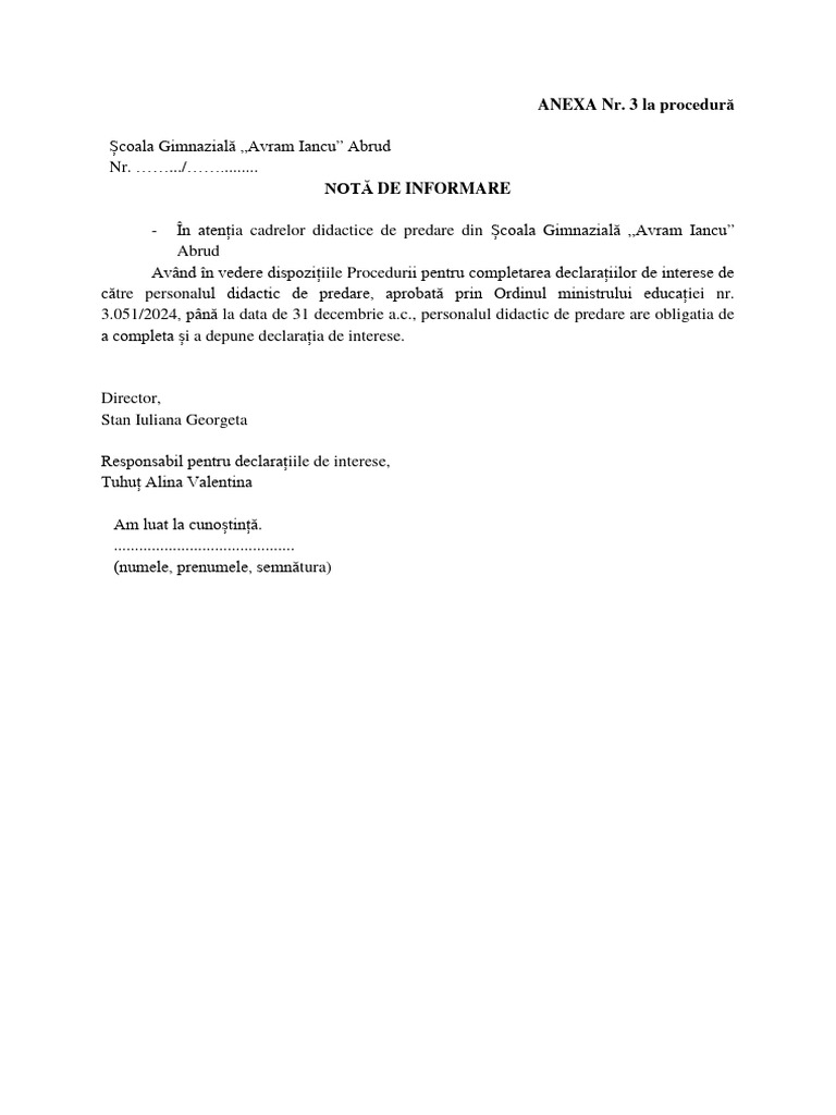 Nota de Informare | PDF