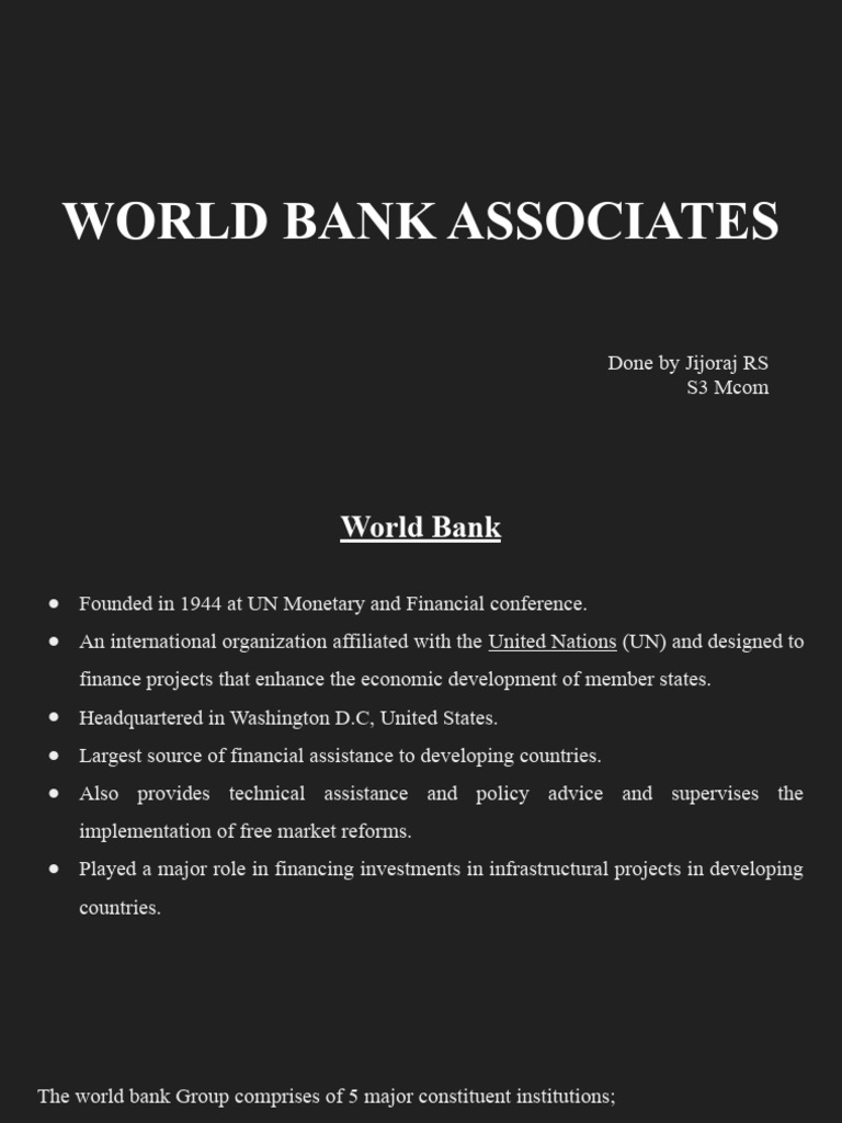 Overview of World Bank Institutions | PDF | Finance & Money Management ...