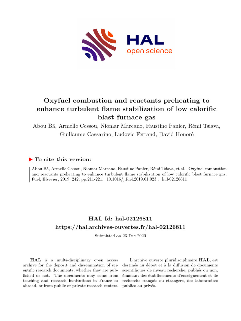 Oxyfuel Combustion BF Gas | PDF | Science & Mathematics