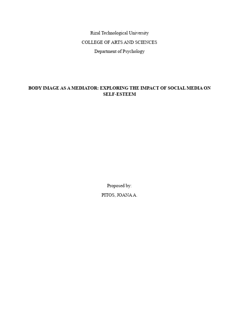 Self Esteem Pdf Body Image Self Esteem