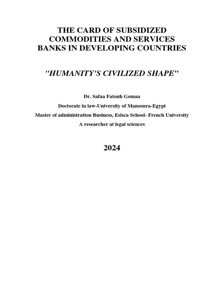 The Card of Subsidized Commodities and Services Banks in Developing ...