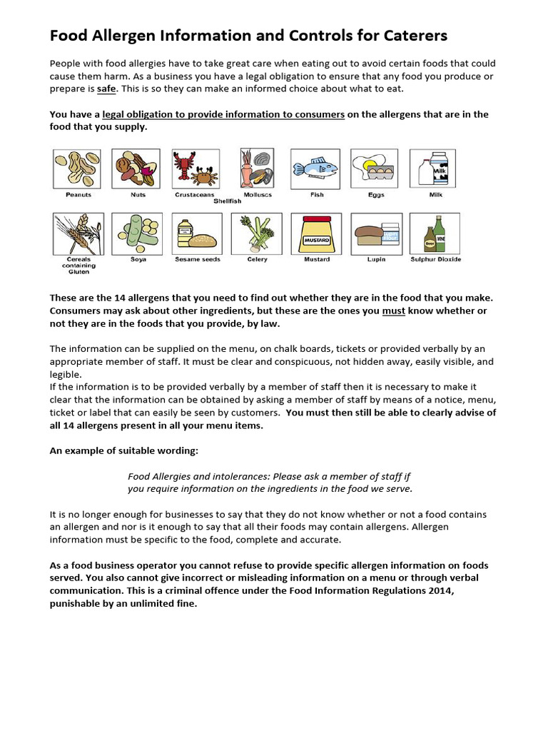 Guidance Control of Allergens in The Kitchen 2 | Download Free PDF ...