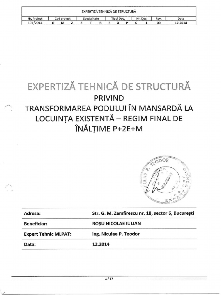 Expertiza Tehnica de Structura | PDF