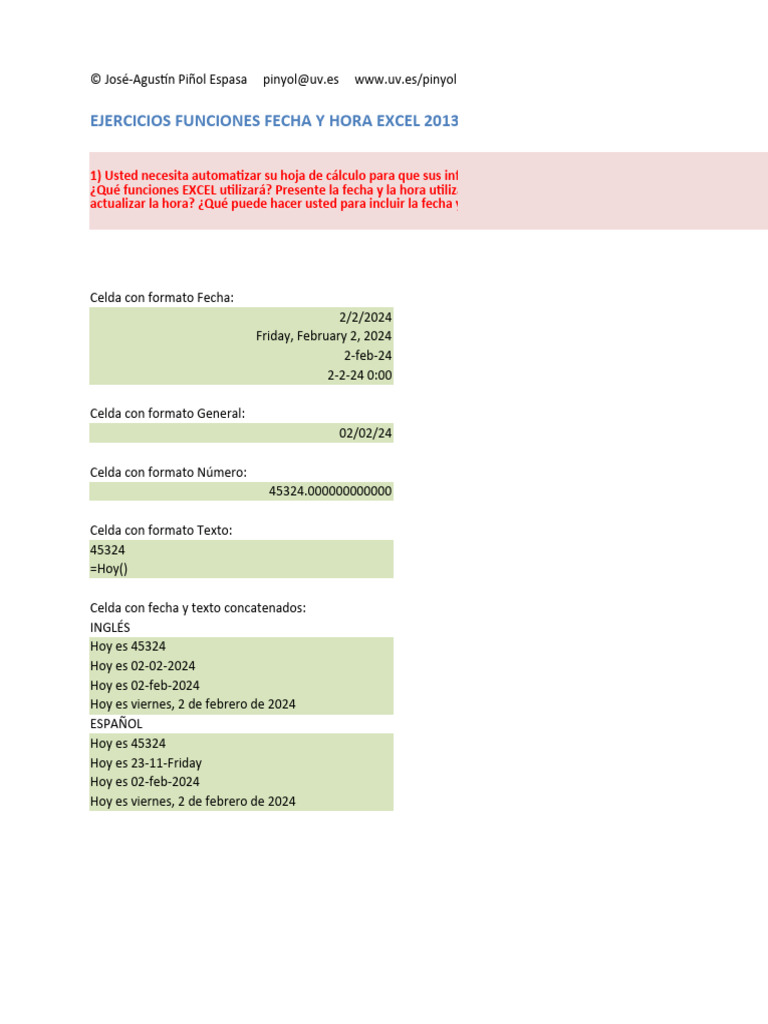 04 EJERC Funciones Tiempo | PDF | Informática