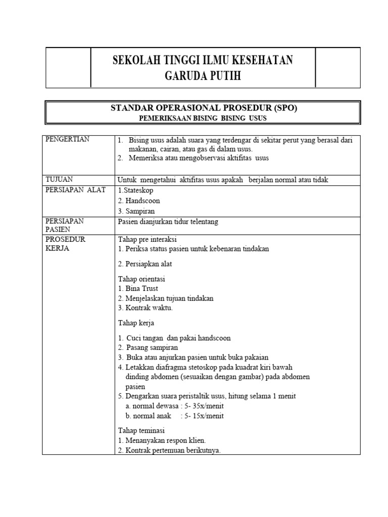 Pemeriksaan Bising Usus | PDF