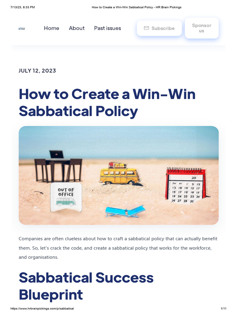 How To Create A Win-Win Sabbatical Policy - HR Brain Pickings | PDF
