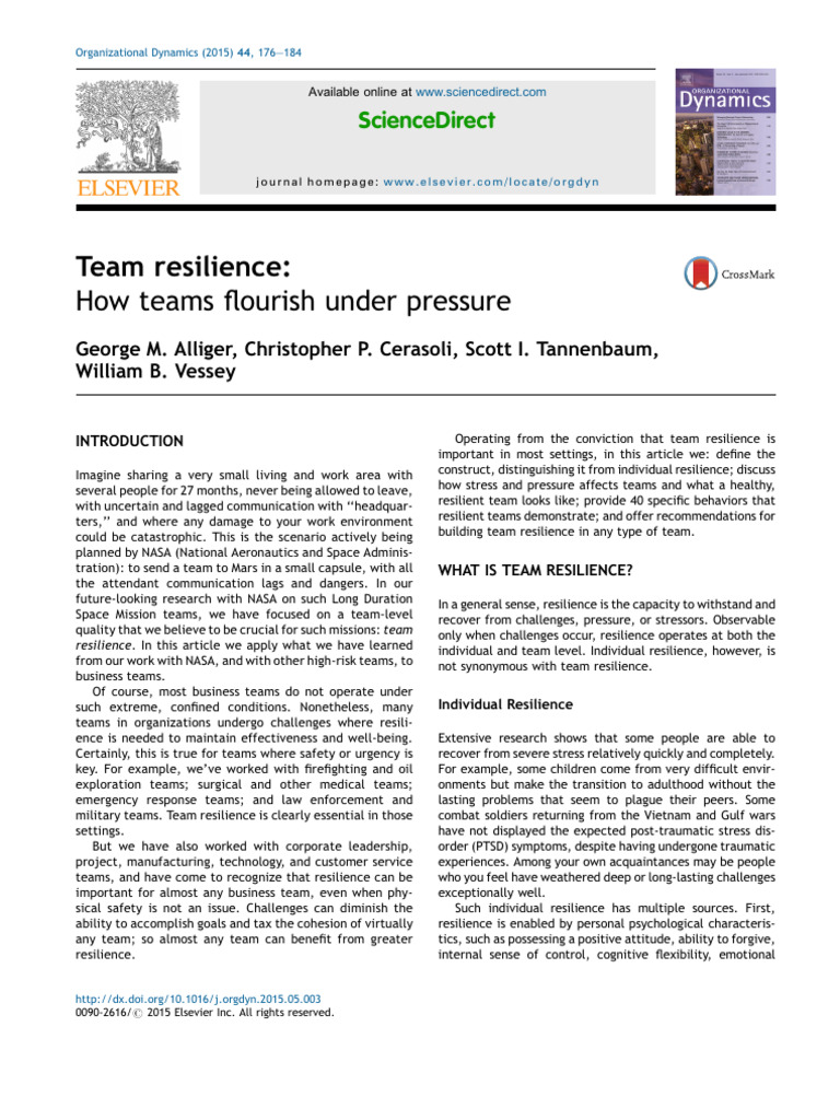 How Teams Flourish Under Pressure | PDF | Psychological Resilience ...