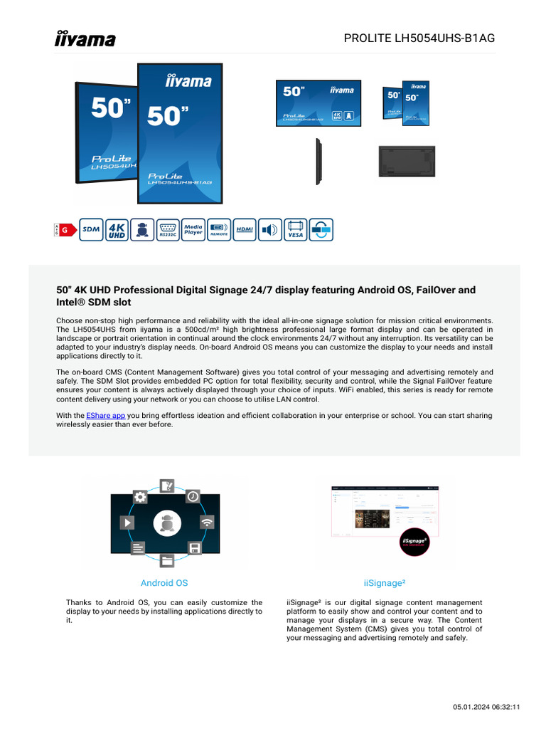 ProLite LH5054UHS-B1AG-en | PDF