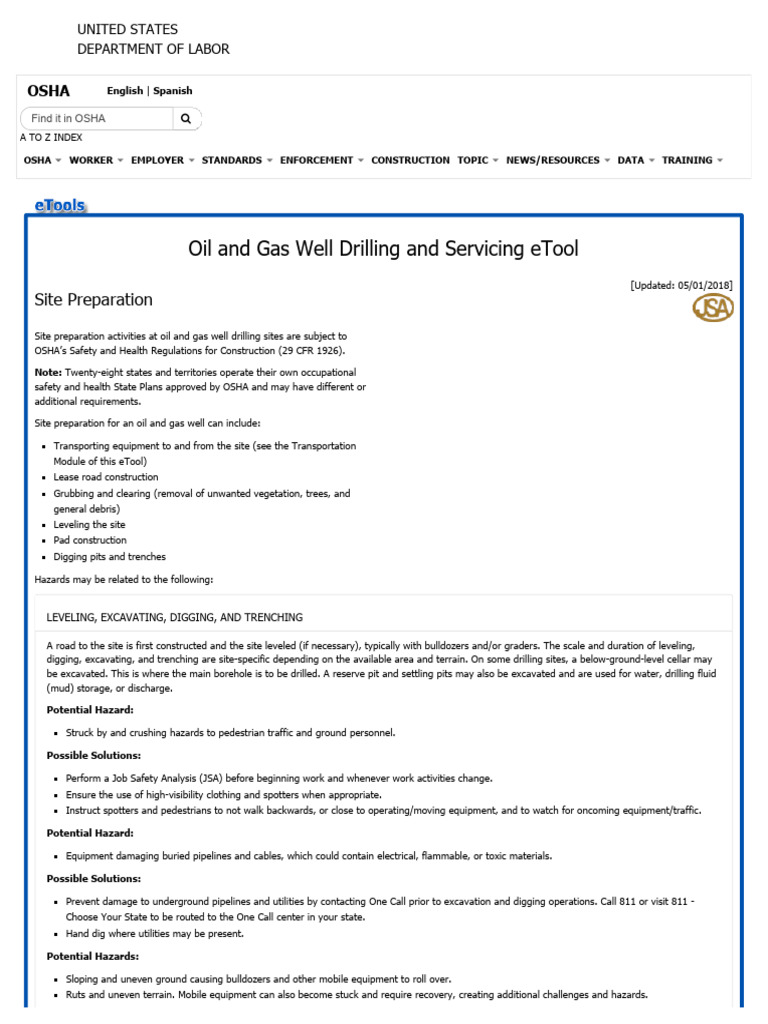 Oil and Gas Well Drilling and Servicing Etool - Site Preparation - Site ...