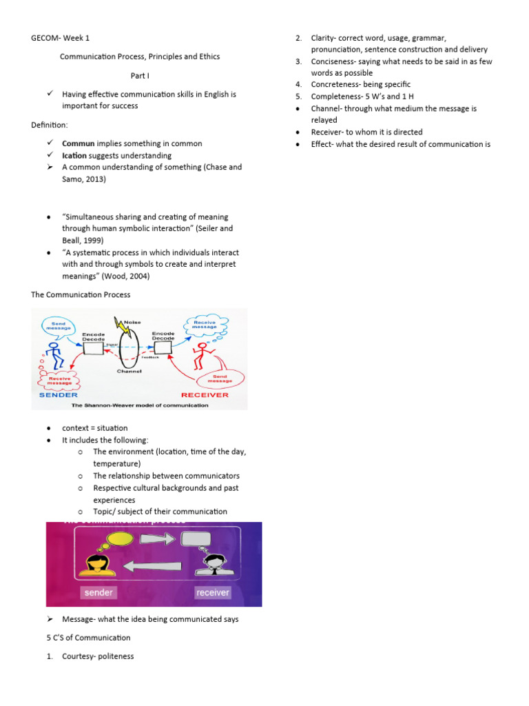 GECOM Week 1 Lecture On Intro To Communication | PDF