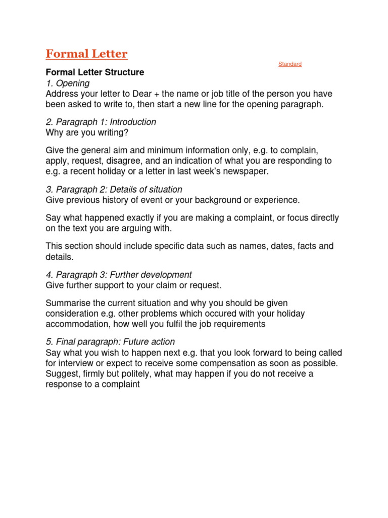 Formal Letter Explanation and Sample | PDF