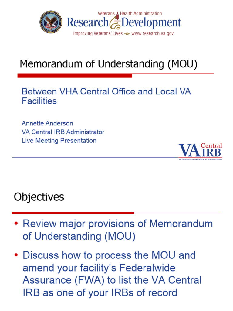 Anderson MOU Between VACO Office and Local VA Facilites | PDF | Finance ...