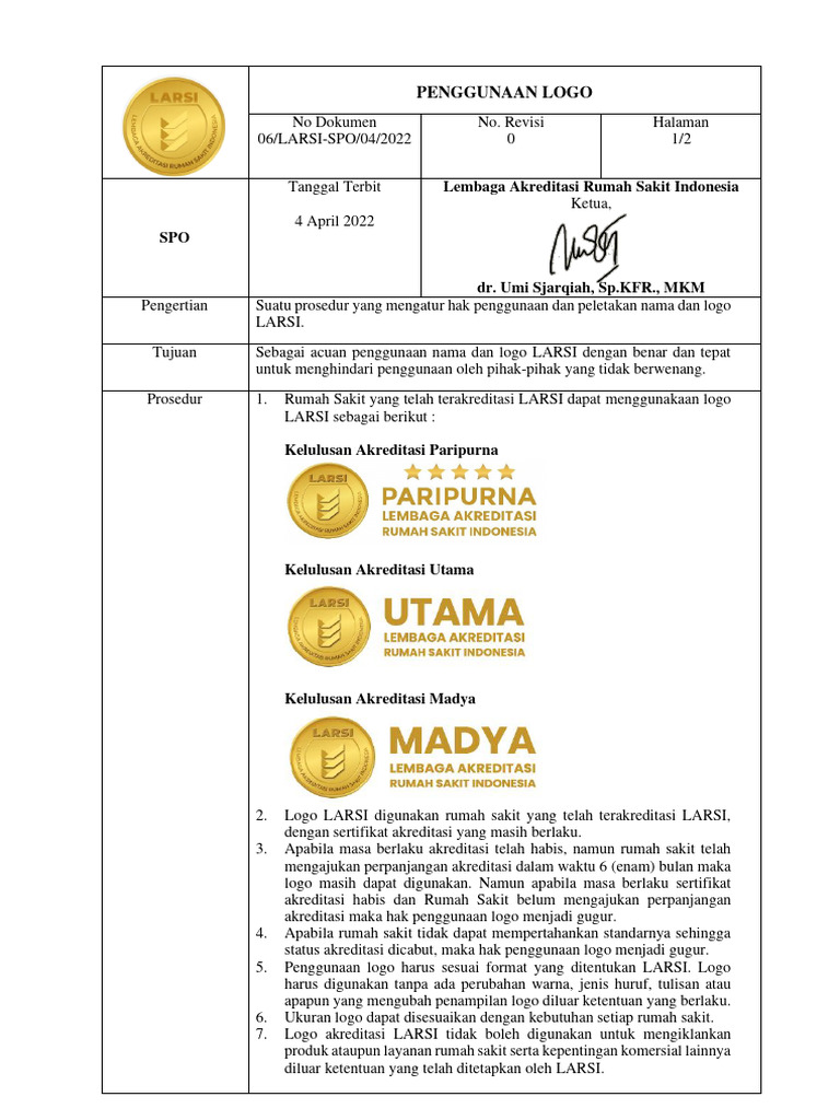 Panduan Penggunaan Logo LARSI | PDF